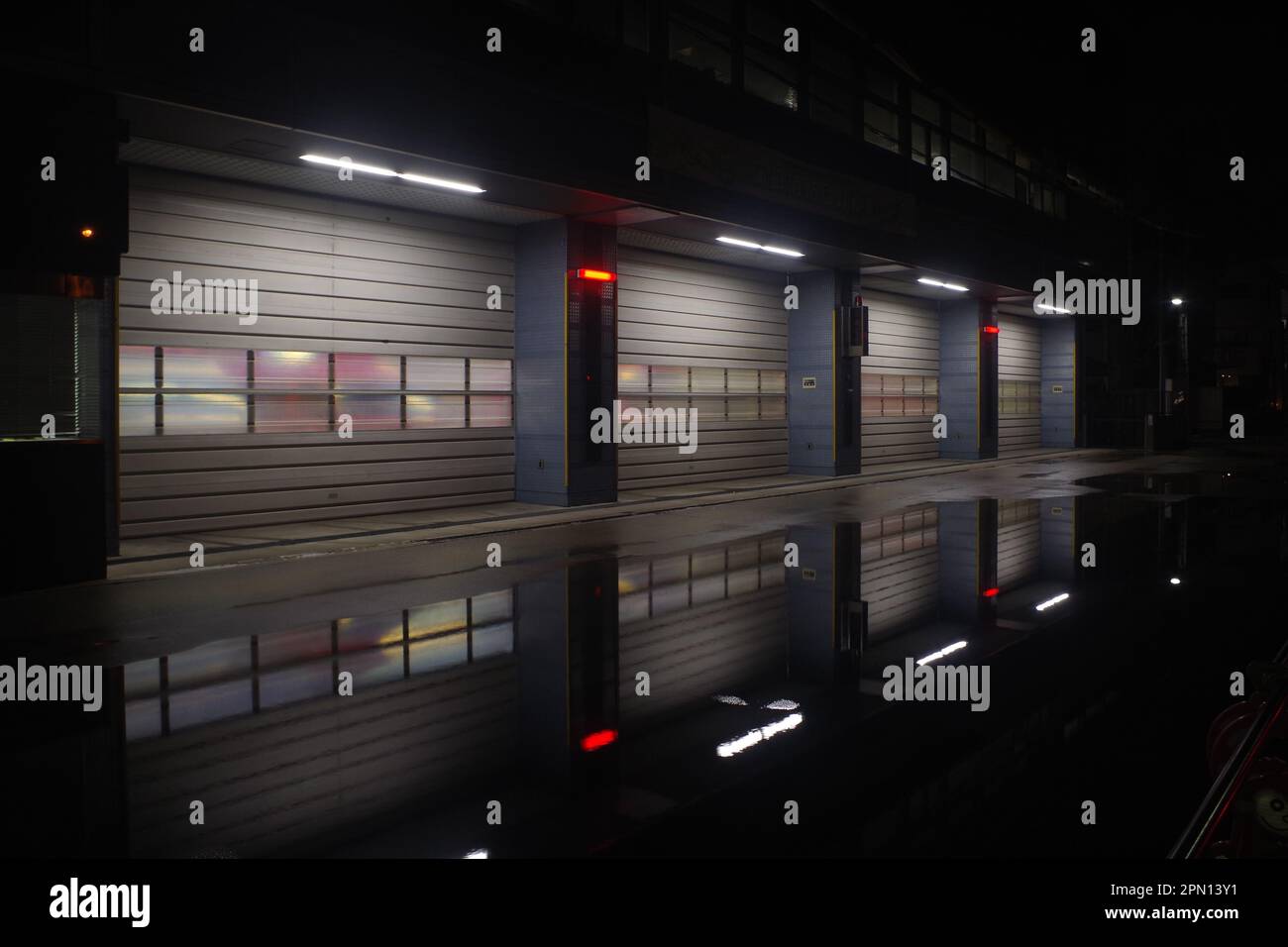 Night view of fire station in Tokyo, Japan Stock Photo - Alamy