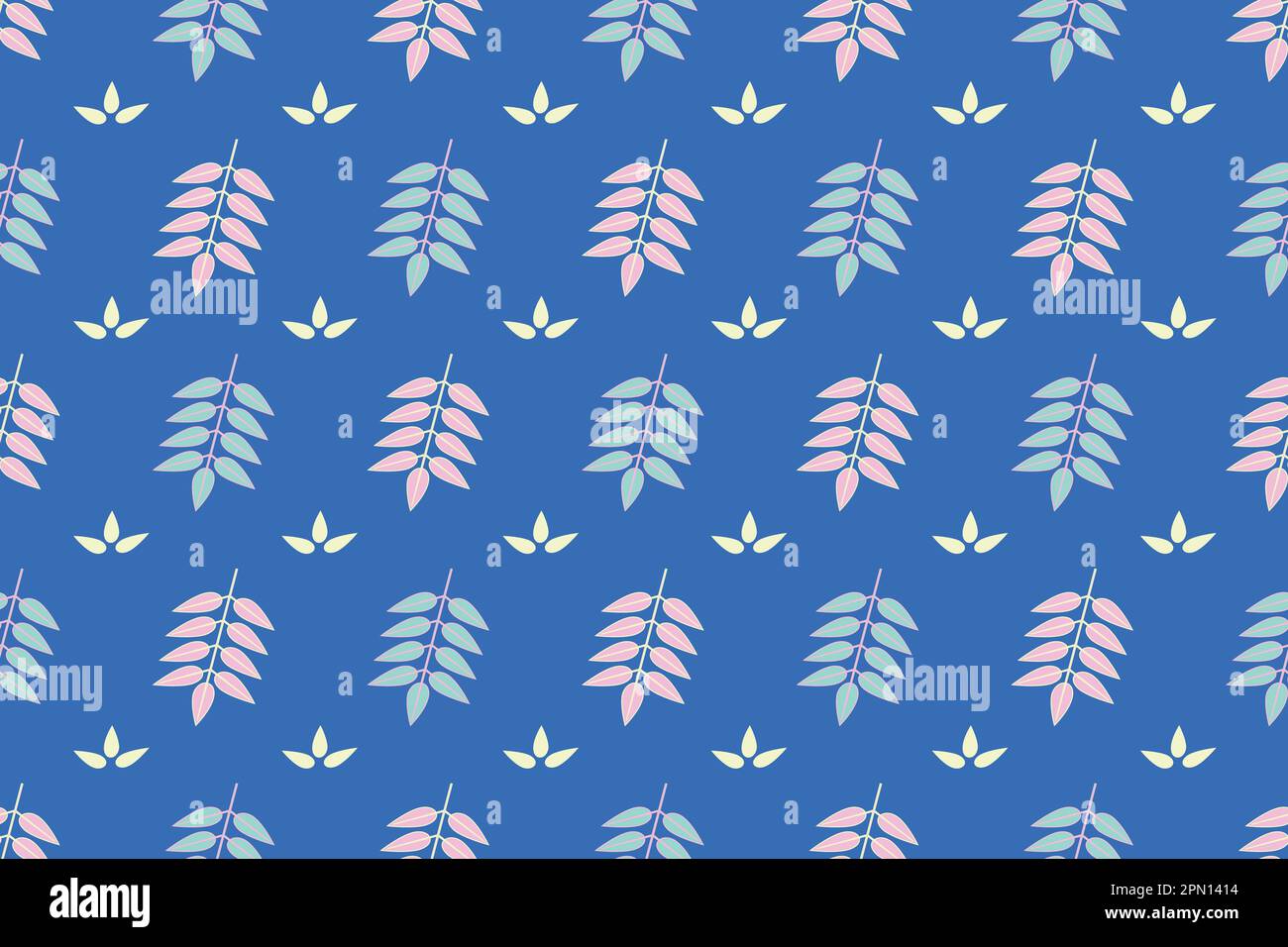 Seamless floral pattern with natural elements. Leaves, blades of grass ...