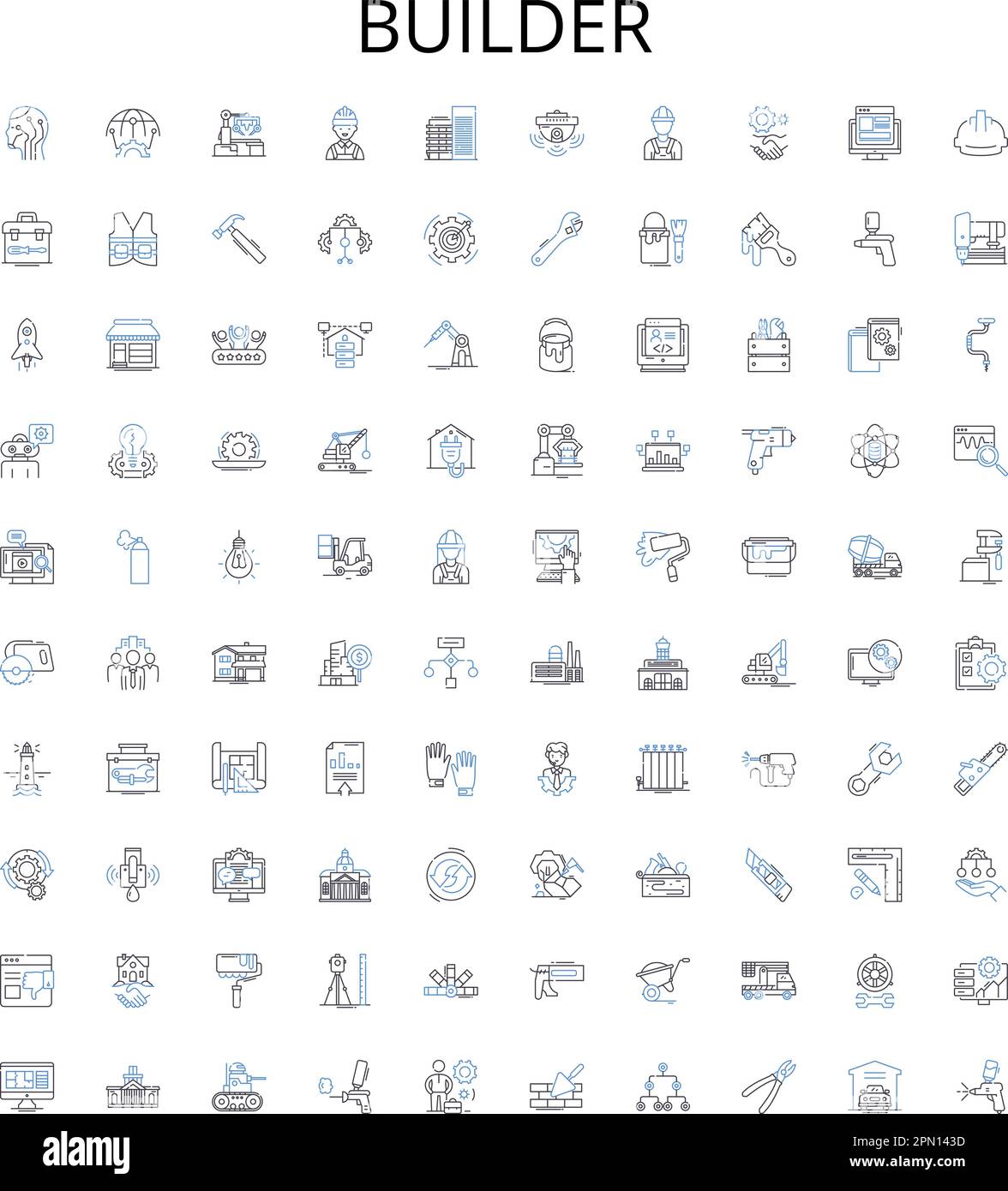 Builder outline icons collection. builder, constructor, architect ...