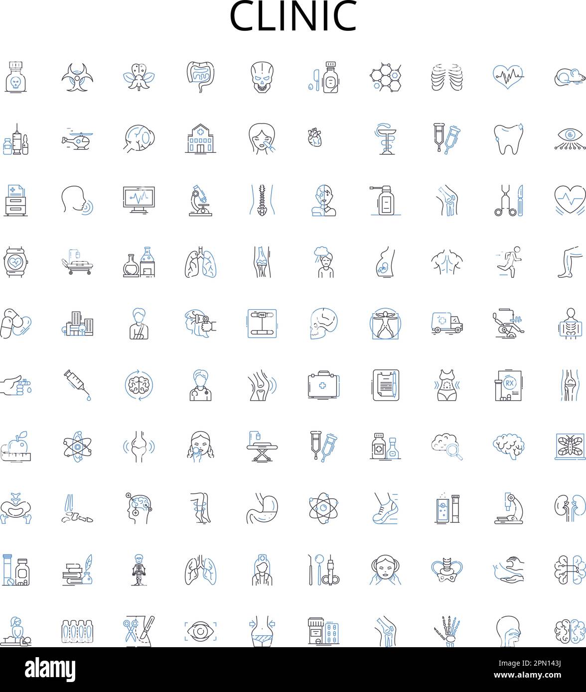 Clinic outline icons collection. Clinic, Medical, Healthcare, Therapy ...