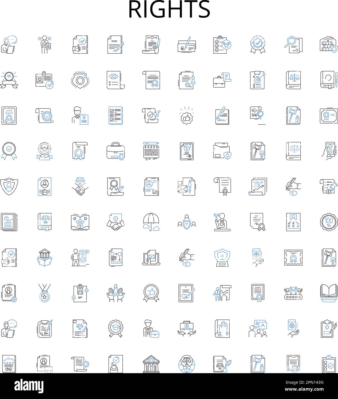 Rights outline icons collection. Rights, justice, liberty, autonomy ...