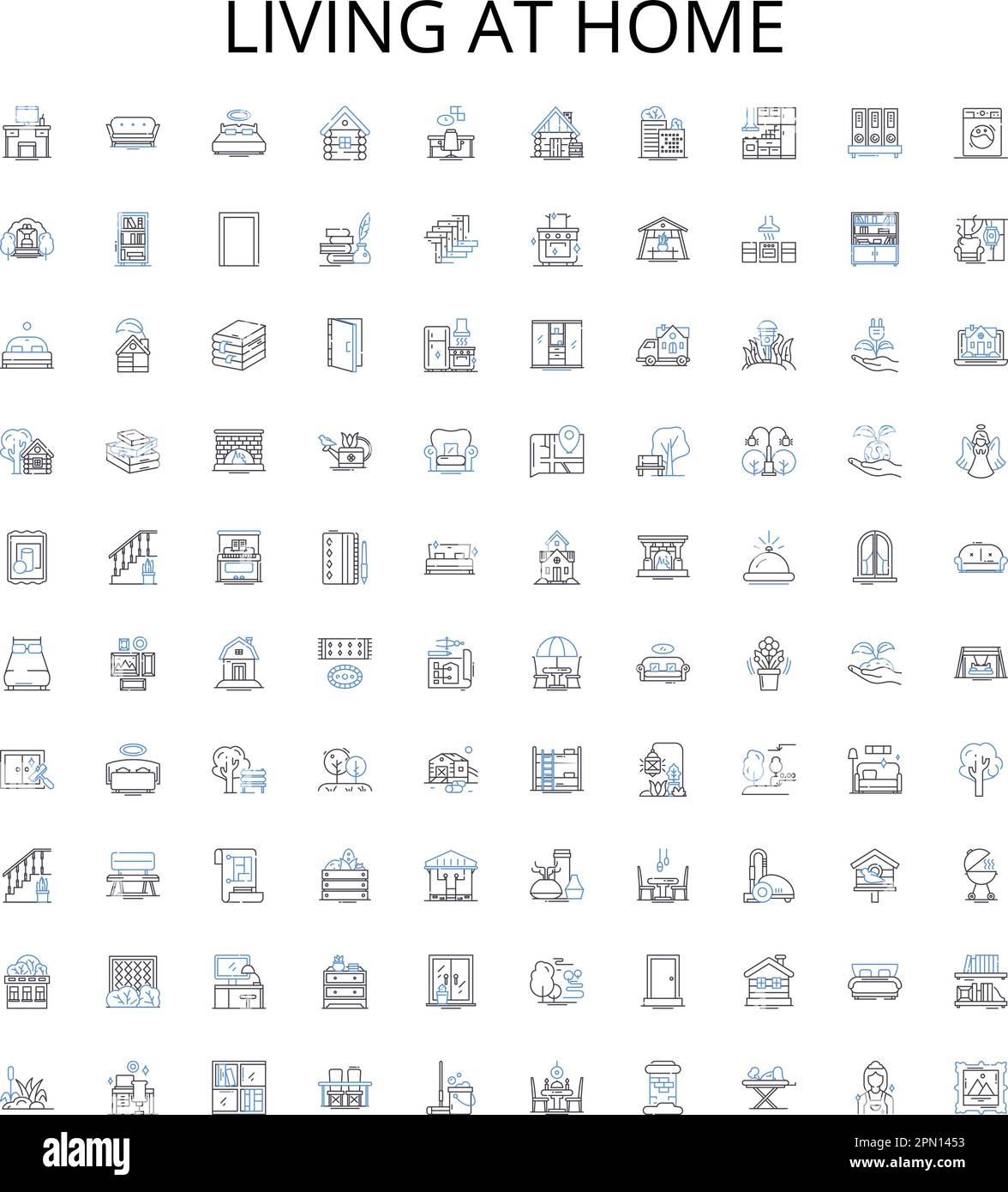 Living at home outline icons collection. Dwell, Reside, Abide, Occupy ...