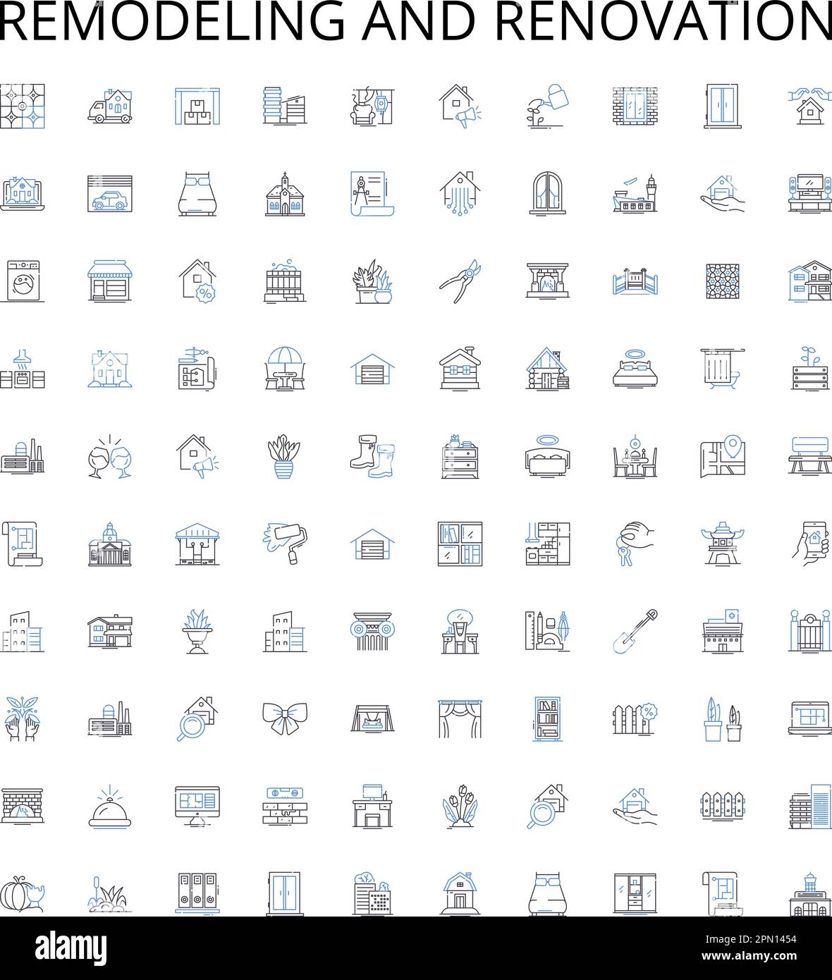 Remodeling and renovation outline icons collection. Remodelling ...
