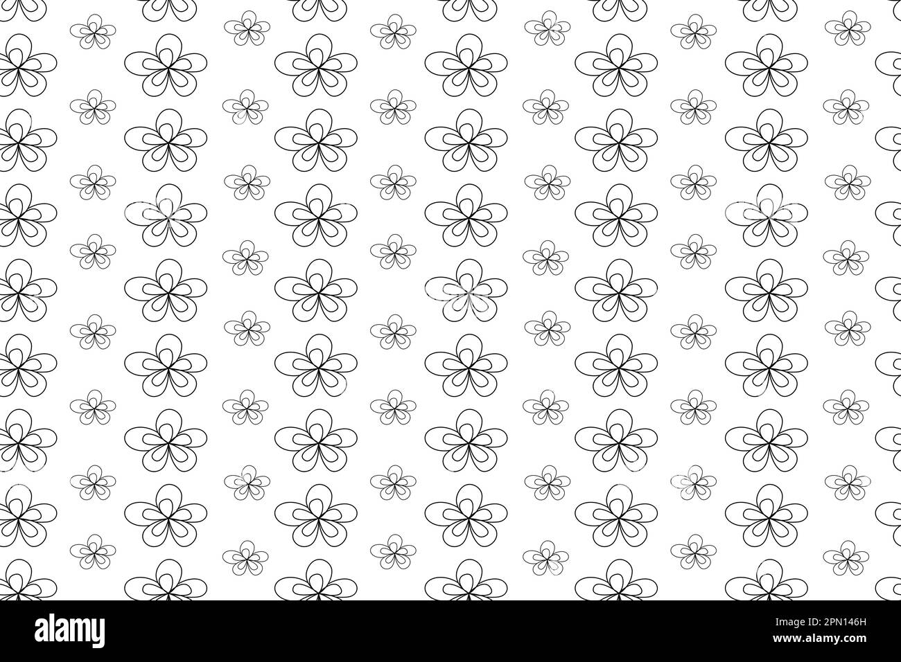 Pattern with outline flowers on white background. Hand-drawn seamless ...