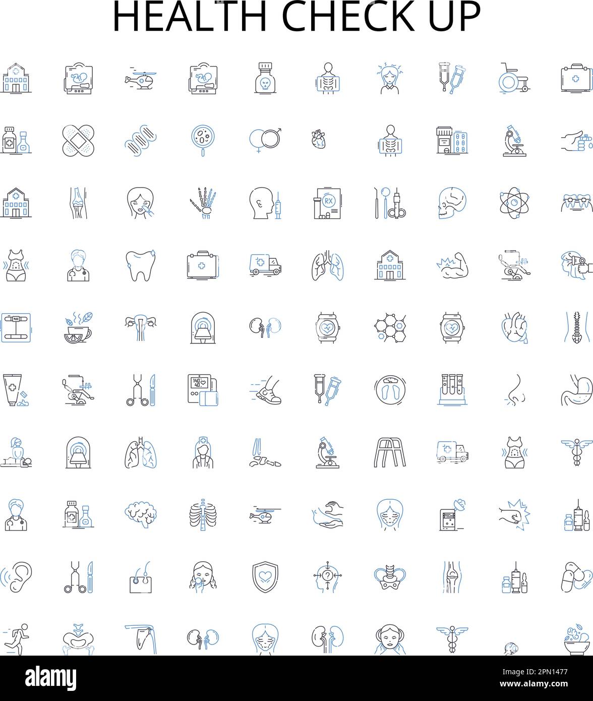 Health check up outline icons collection. Examination, Diagnosis ...