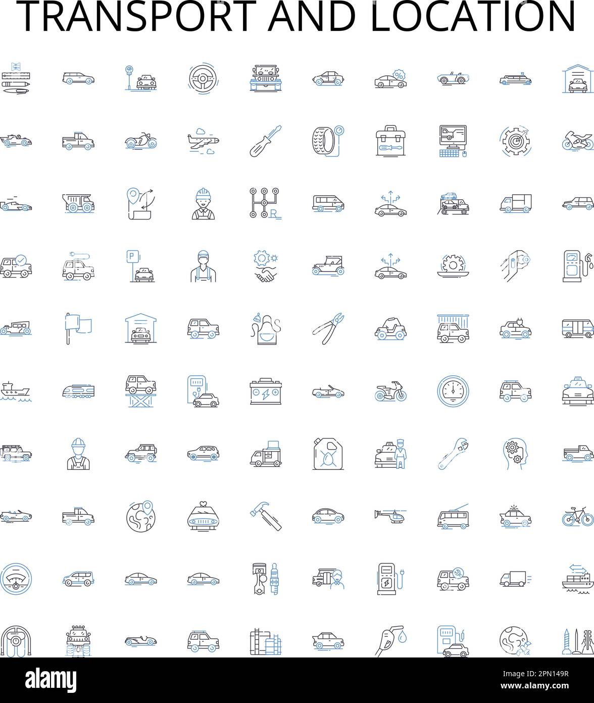 Transport and location outline icons collection. Transport, Location ...