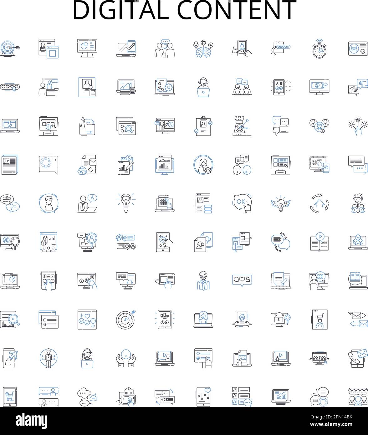 Digital content outline icons collection. Digital, Content, Online ...