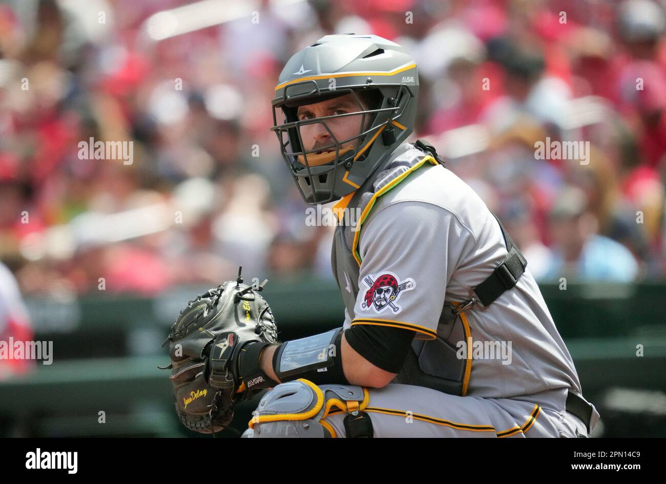 Looks to his catcher for the sign hi-res stock photography and images ...
