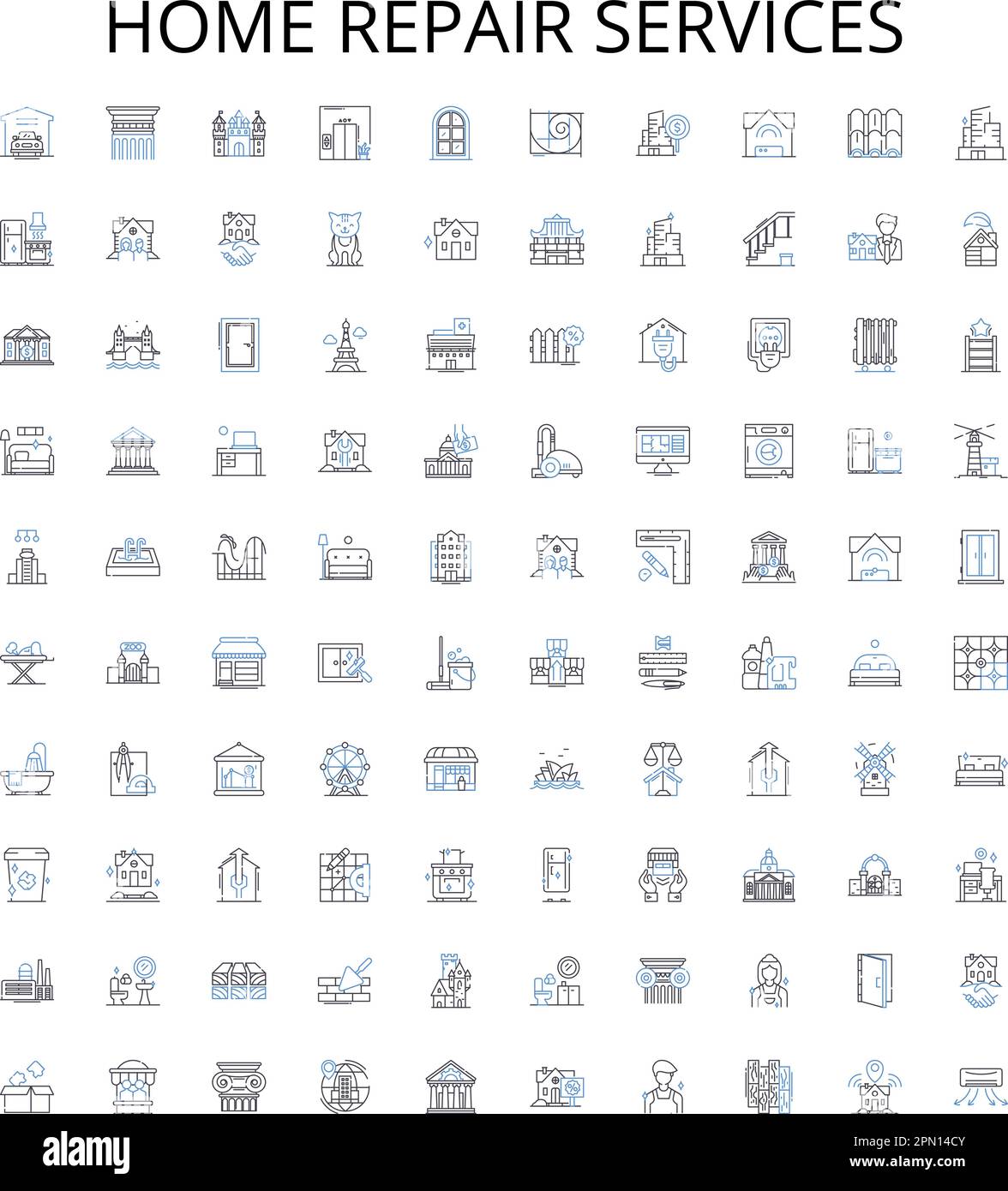 Home repair services outline icons collection. Home repair, Services ...