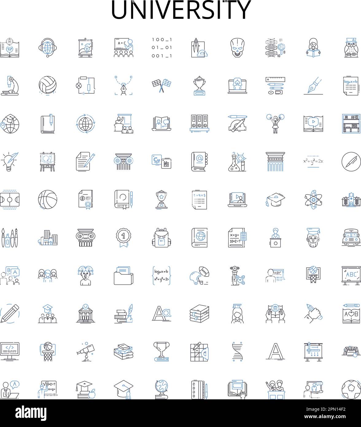 University outline icons collection. University, College, Institution, Campus, Education ...