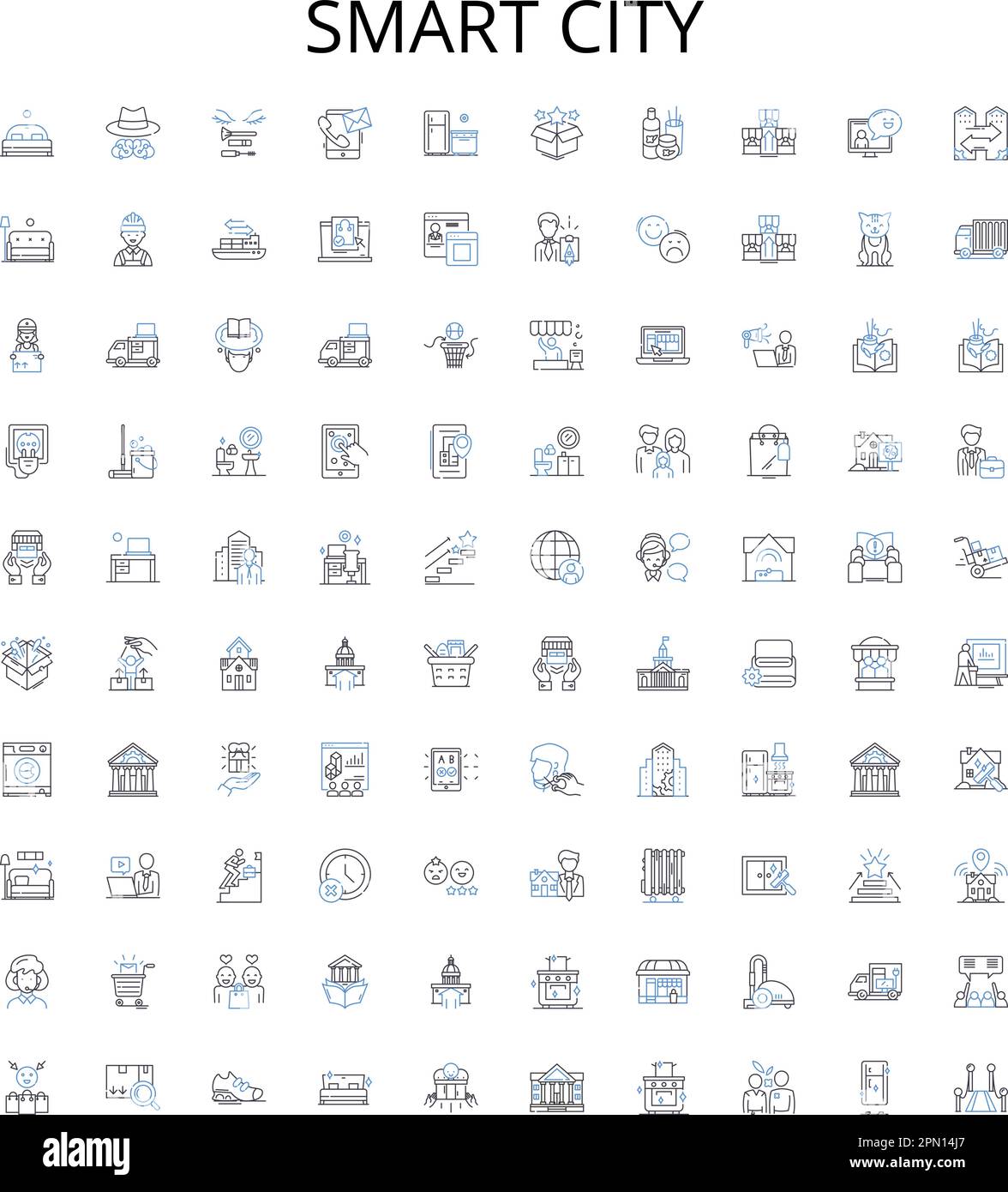 Smart city outline icons collection. Smart, City, Intelligent ...