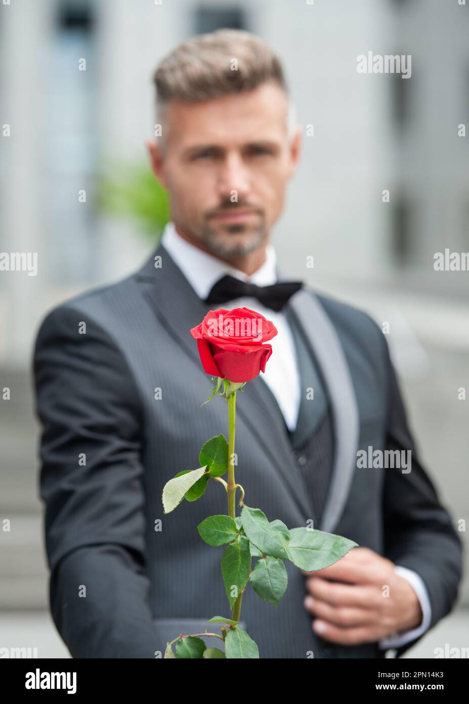 engagement concept. mature tuxedo man celebrating engagement. man with ...