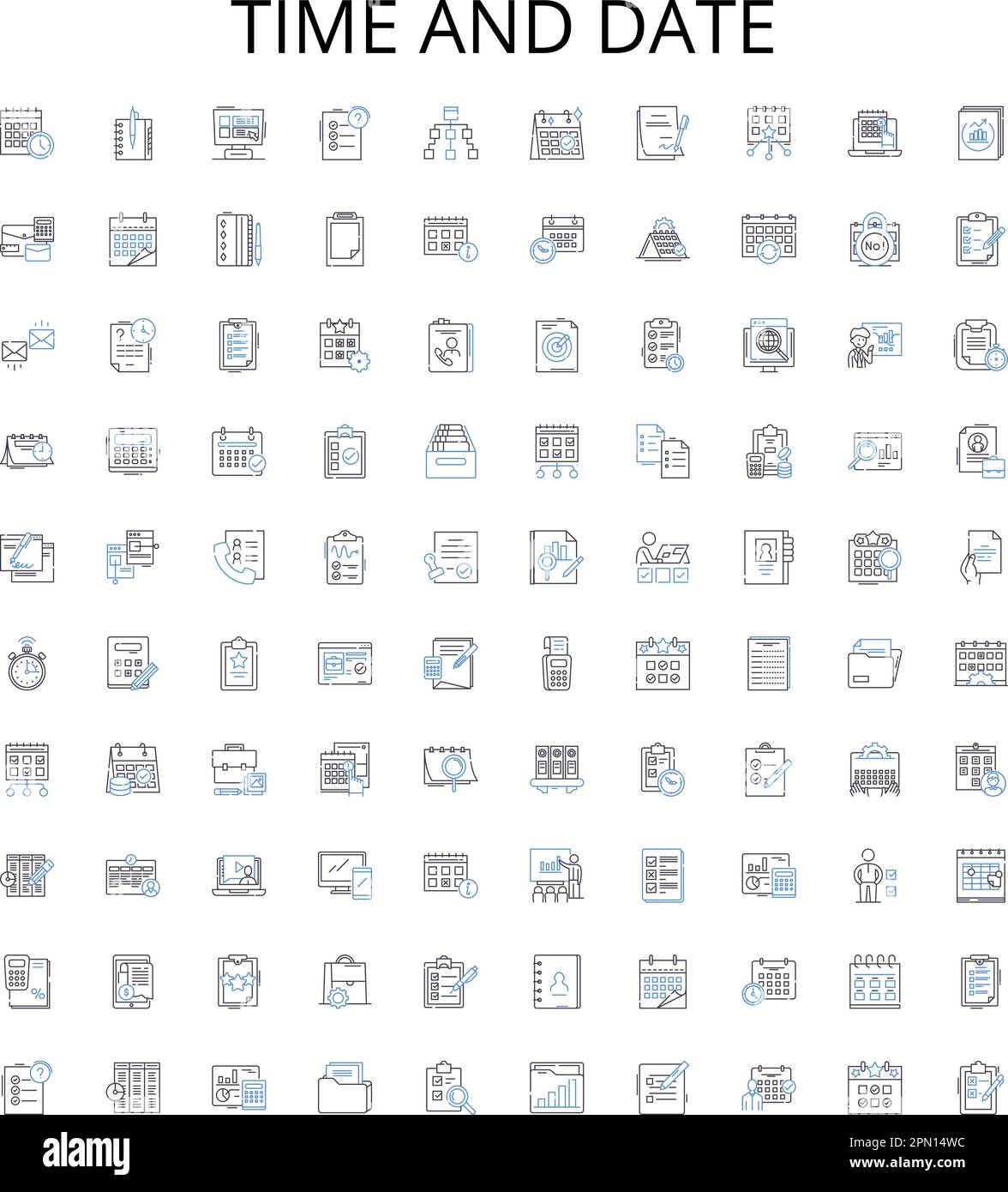 Time and date outline icons collection. Time, Date, Calendar, Clock ...