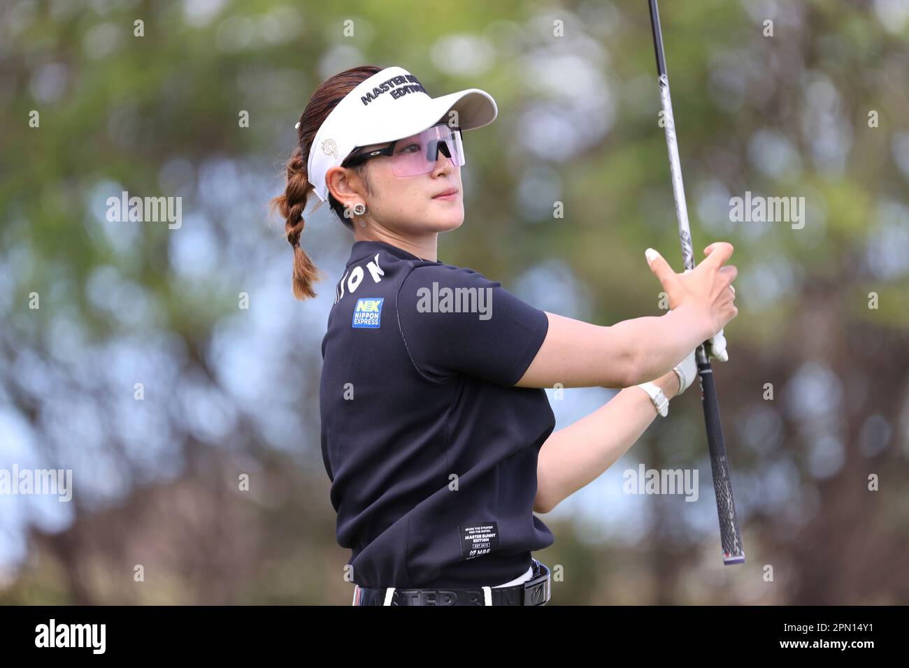 Erika Hara, of Japan, in action during the final round of an LPGA golf tournament, Saturday ...
