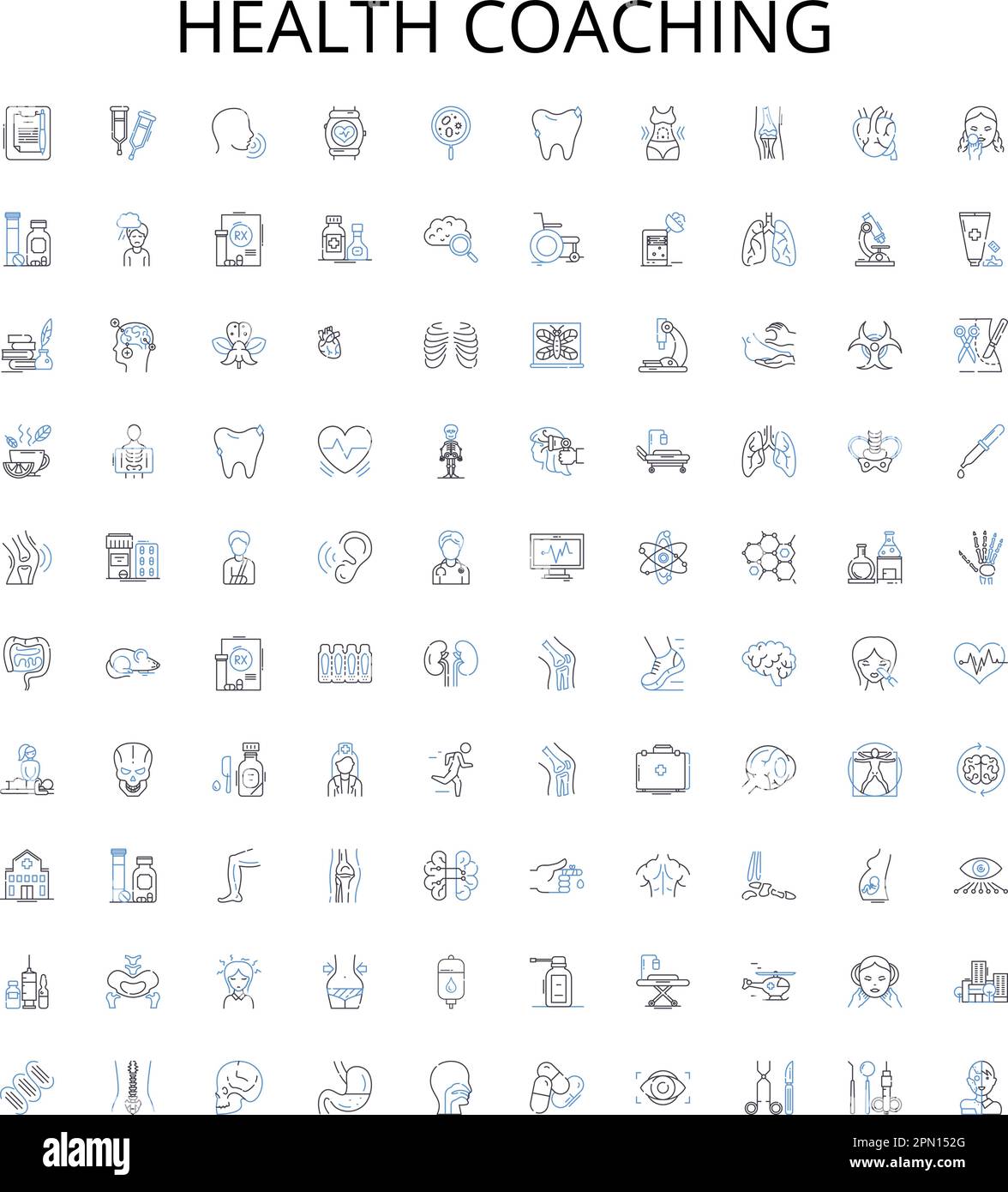 Health coaching outline icons collection. Health, Coaching, Wellness ...
