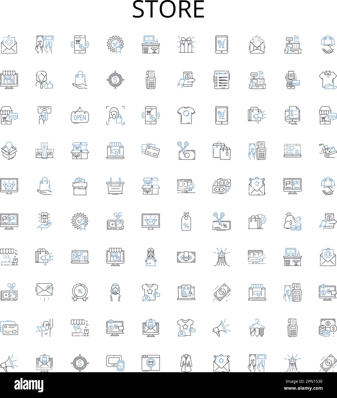 Store outline icons collection. Shop, Outlet, Stock, Stockroom, Depot ...