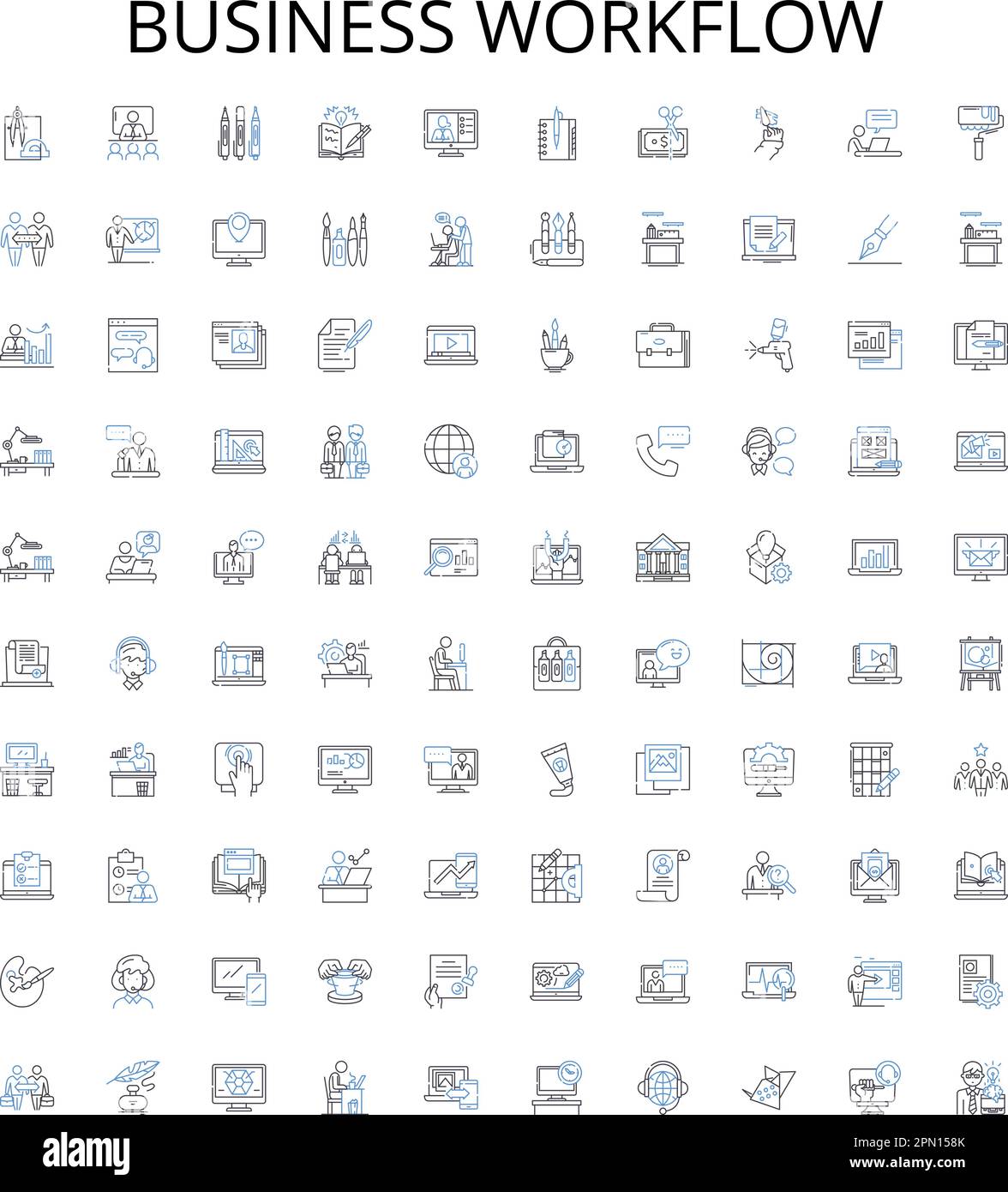 Business workflow outline icons collection. Management, Automation ... Business workflow outline icons collection. Management, Automation ...