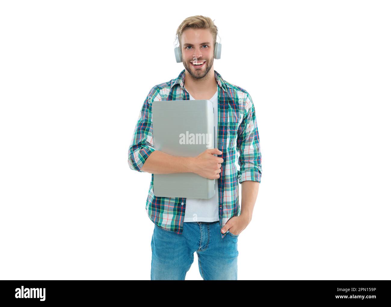 smiling millennial man student in studio. photo of millennial man ...