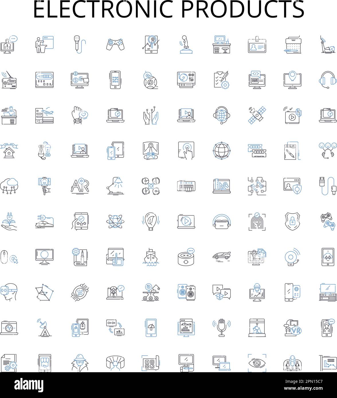 Electronic products outline icons collection. Electronics, Products ...