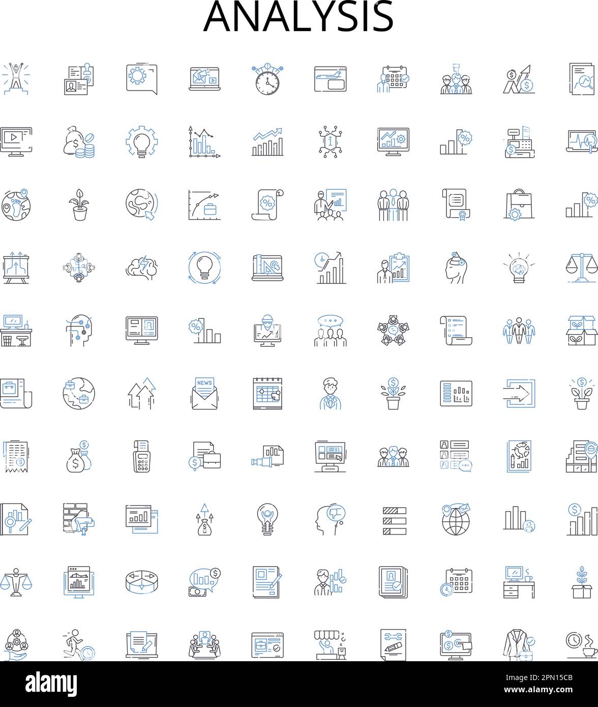 Analysis outline icons collection. Examine, Analyze, Investigate, Study ...