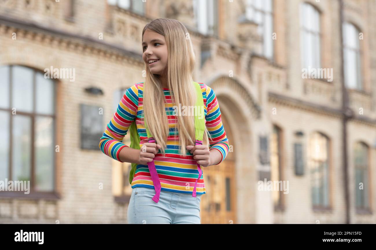teenage school girl, banner. teenage school girl with backpack. teenage ...