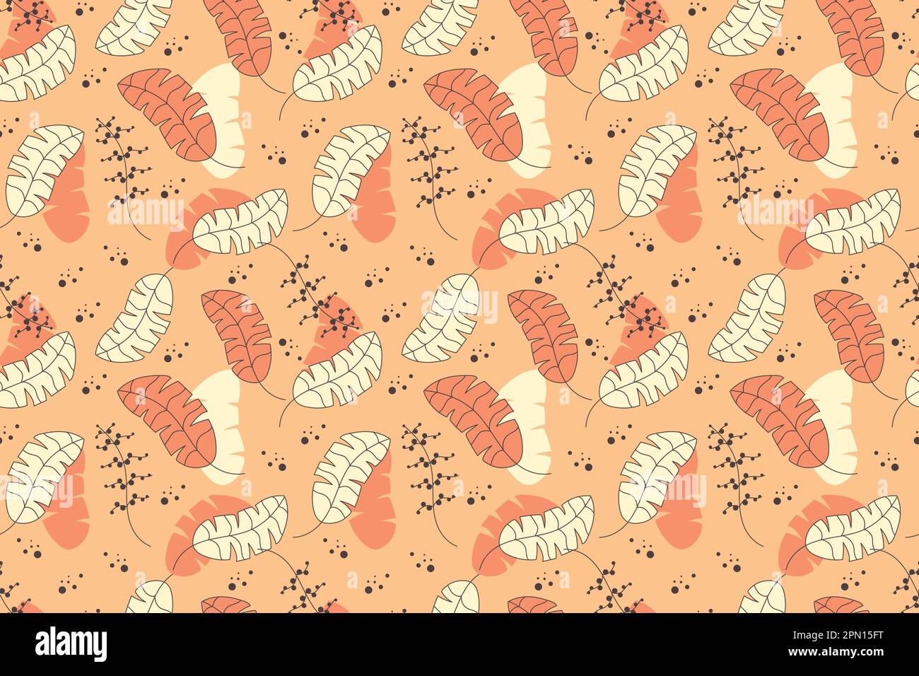 Autumnal seamless leaf pattern, Retro floral illustration, Botanical ...