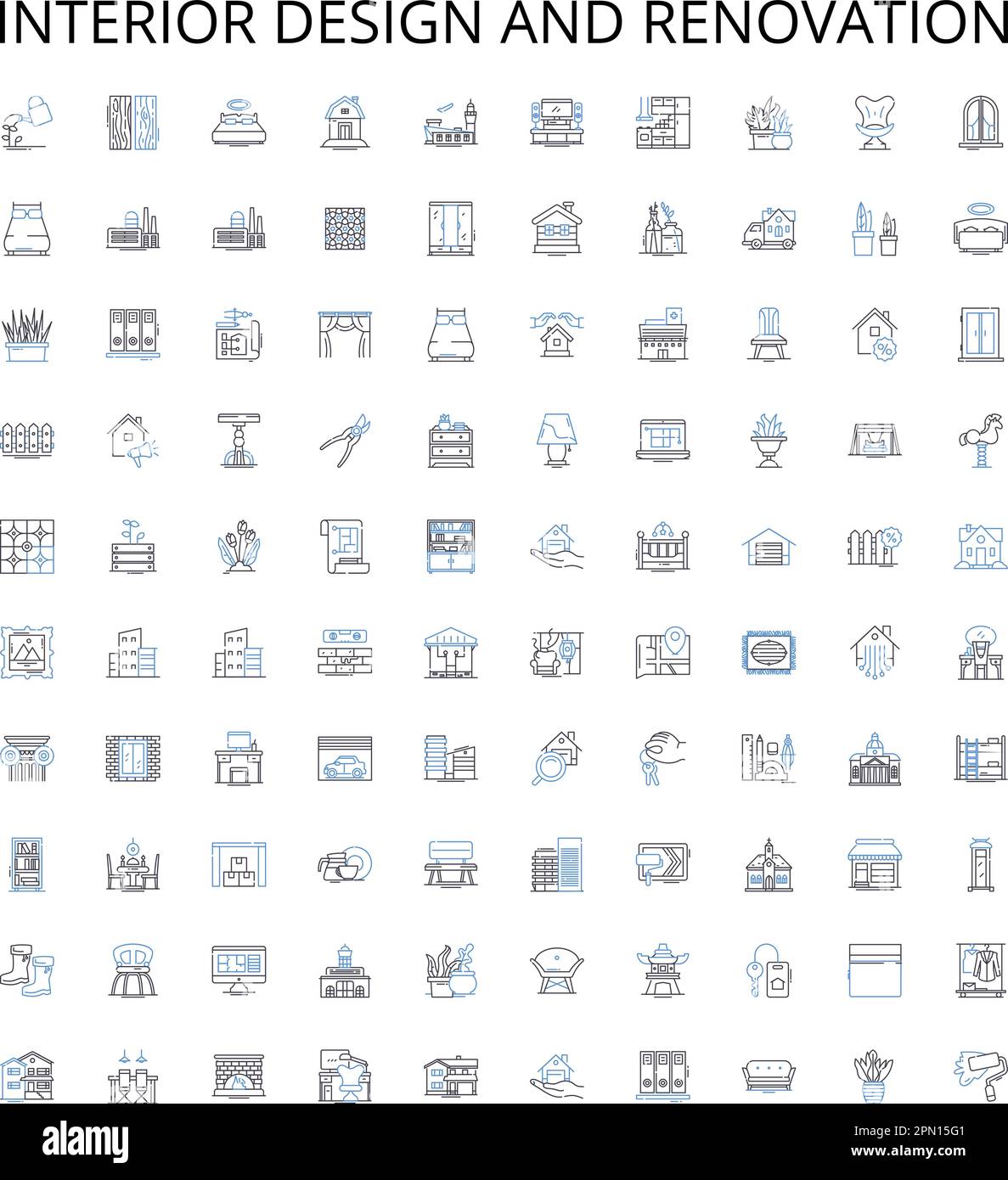 Interior design and renovation outline icons collection. Decorating ...