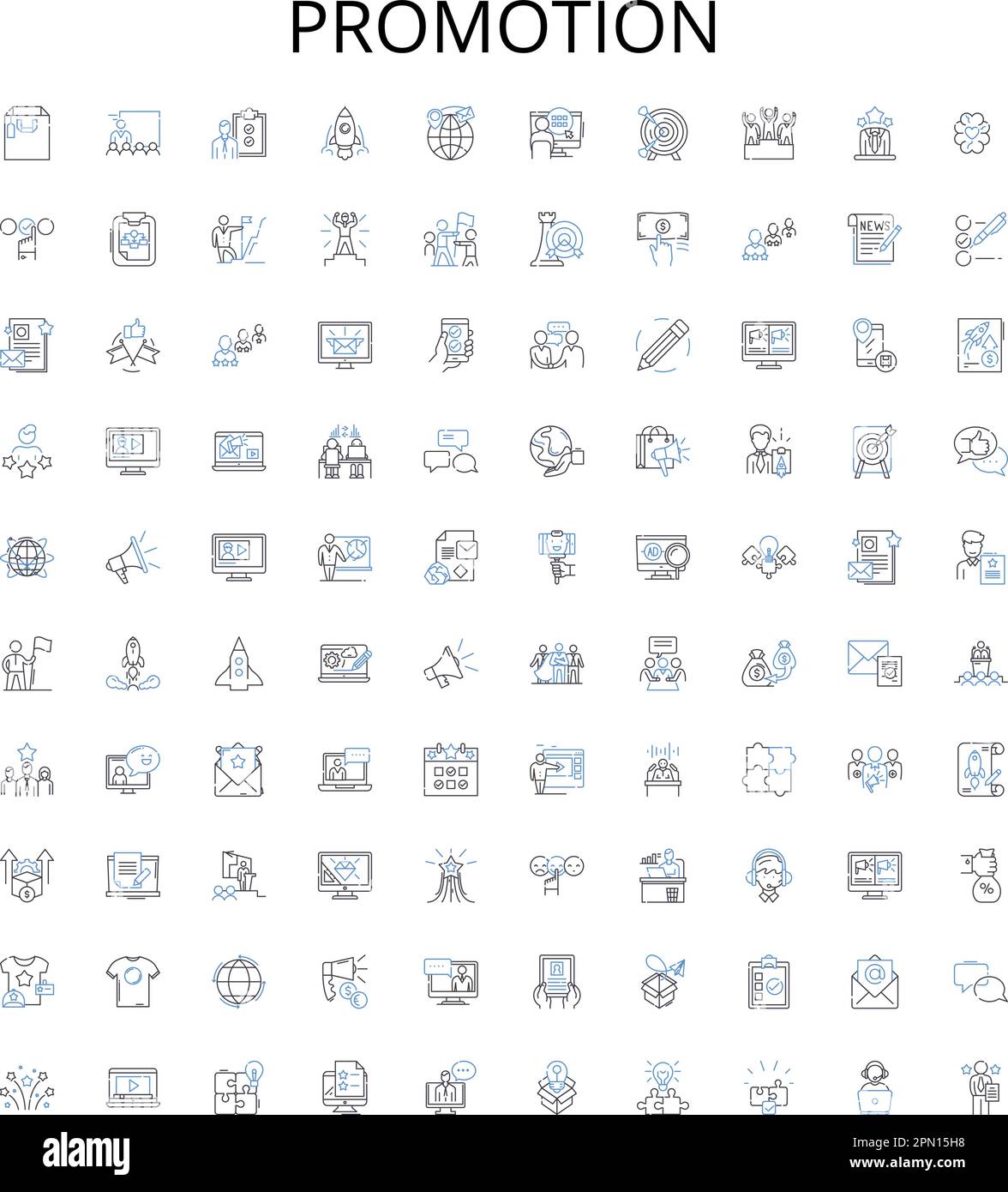 Promotion outline icons collection. Advertising, Marketing, Branding ...