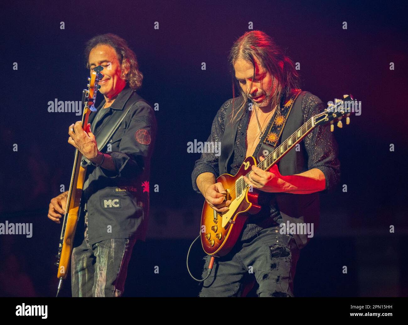 MIAMI, FL - APRIL 15: Juan Calleros and Sergio Vallin of MANA perform ...