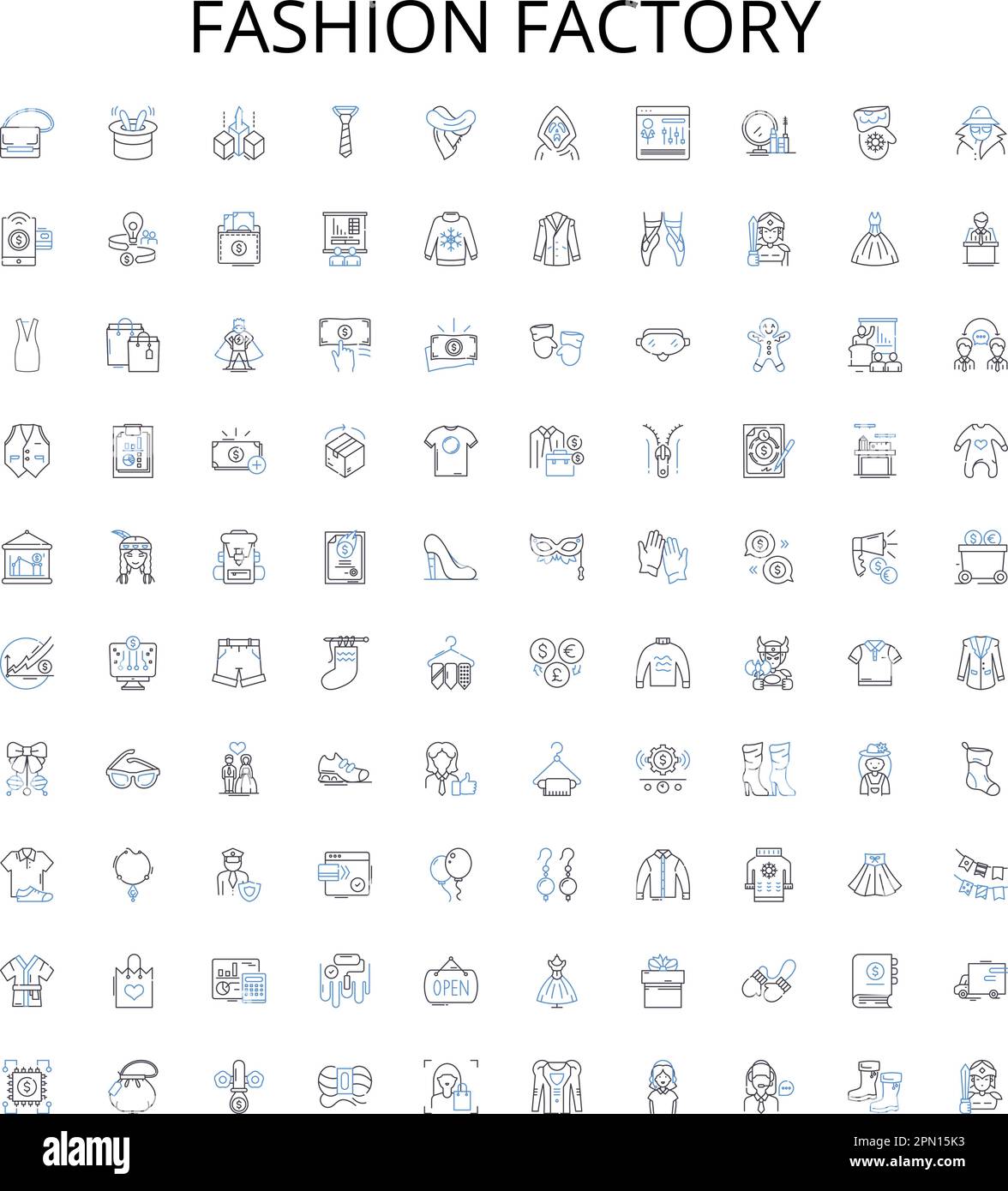Fashion factory outline icons collection. Fashion, Factory, Garment ...