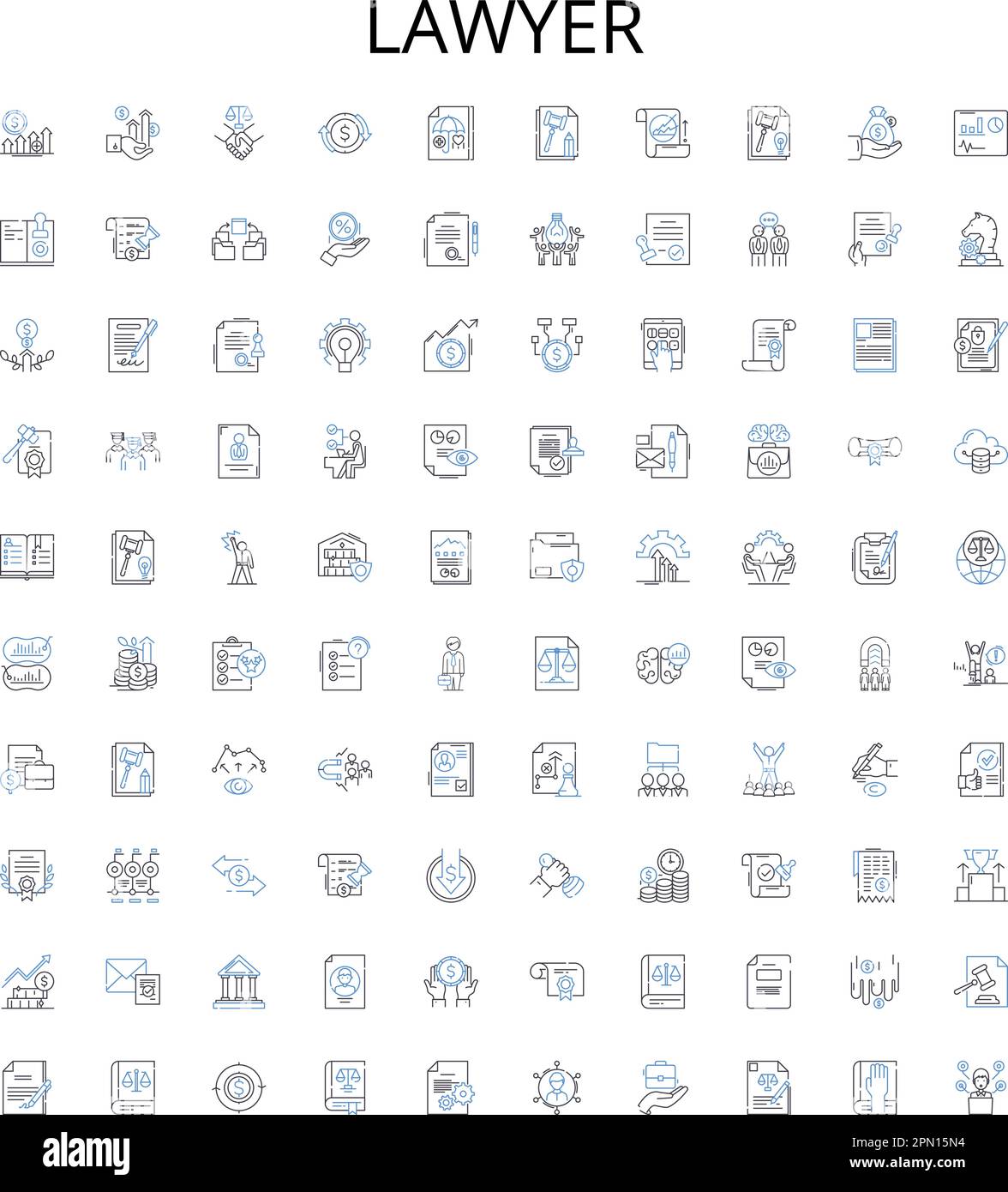 Lawyer outline icons collection. Lawyer, Attorney, Barrister, Advocate ...