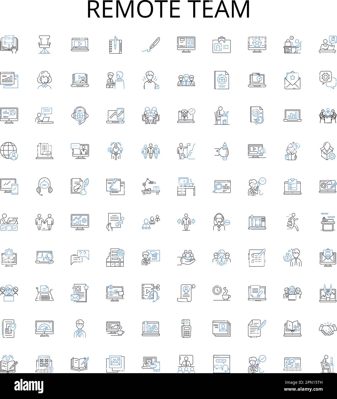 Remote team outline icons collection. Remote, Team, Digital, Workforce ...