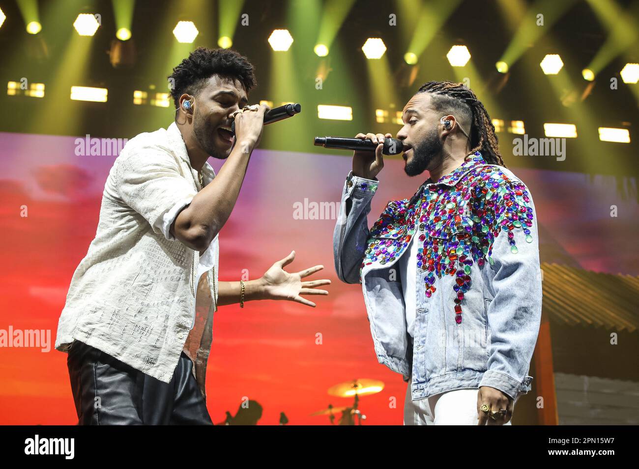 Porto, Portugal. 15th Apr, 2023. Musical duo Calema, Fradique Mendes ...