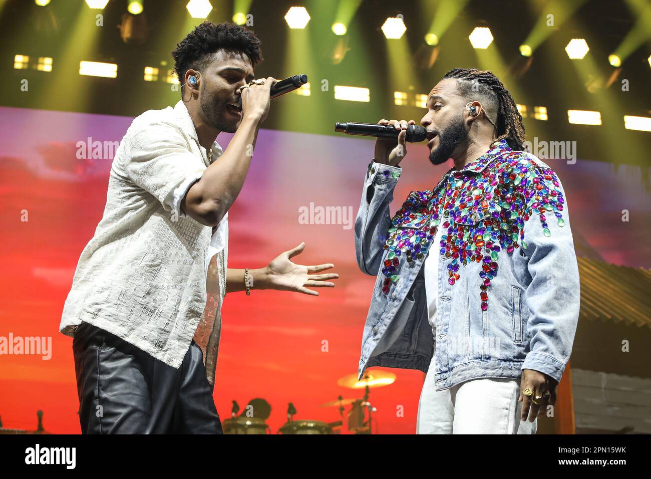 Porto, Portugal. 15th Apr, 2023. Musical duo Calema, Fradique Mendes ...