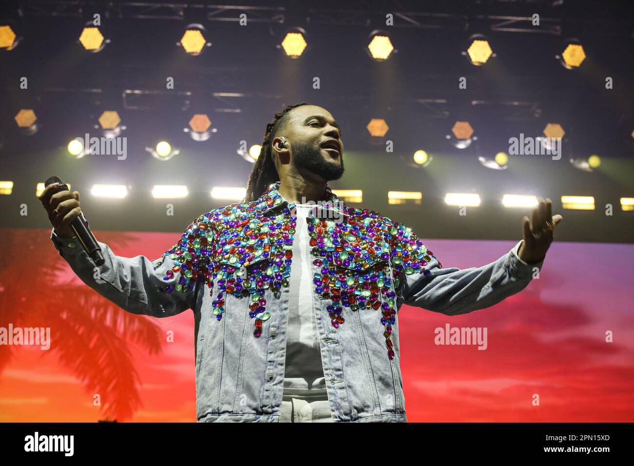 Porto, Portugal. 15th Apr, 2023. Musical duo Calema, Fradique Mendes ...