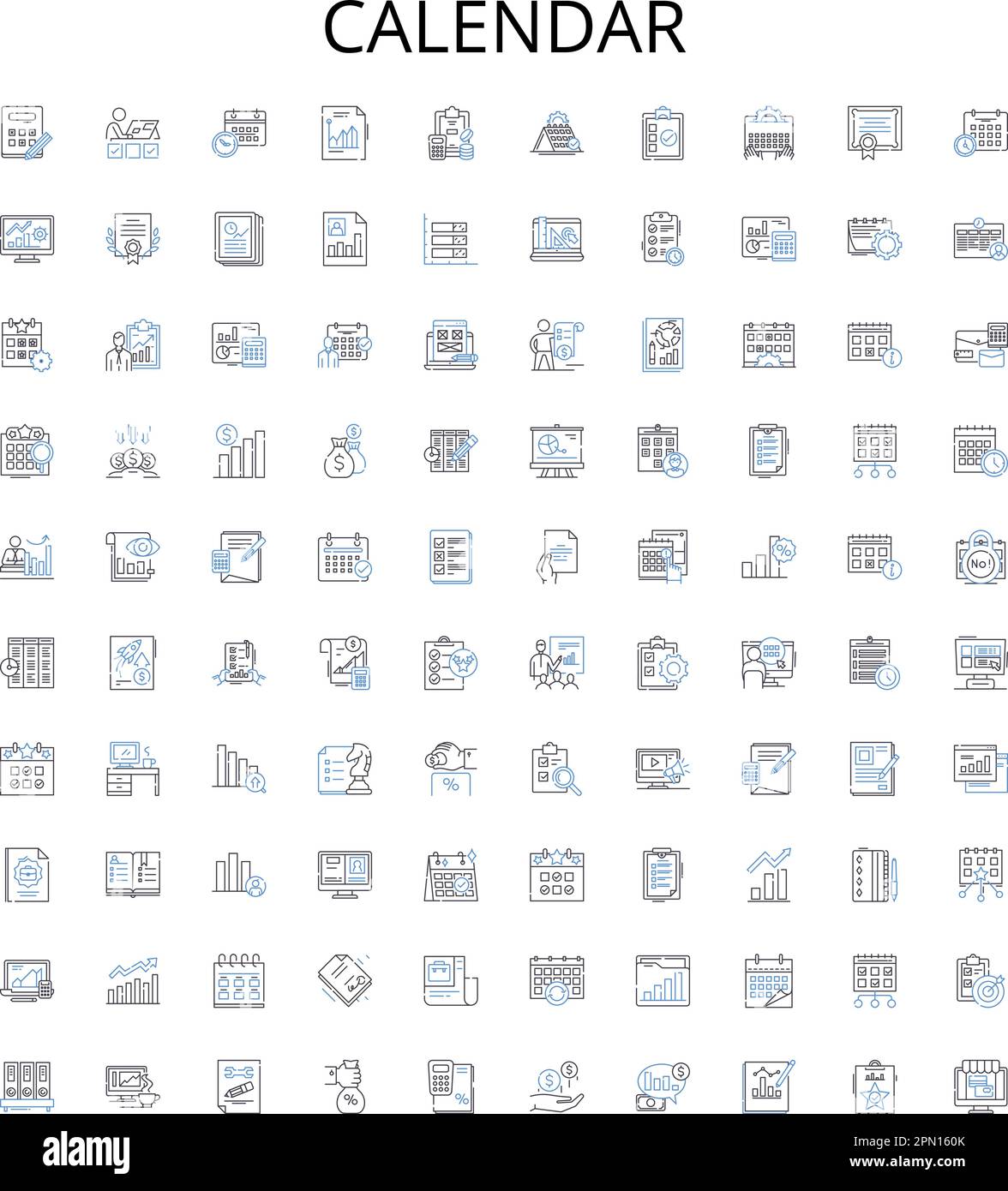 Calendar outline icons collection. Calendar, Agenda, Date, Time ...