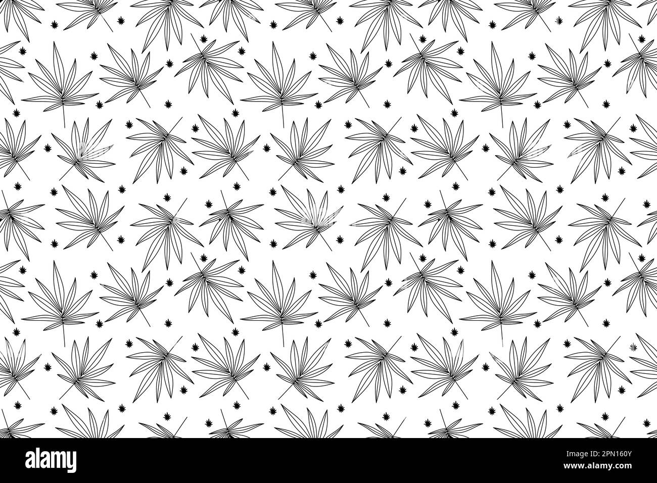 Hand drawn cannabis leaves on white background, Japanese, Chinese asian ...