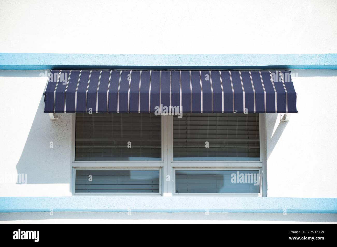window sunblind on the building. striped window sunblind. window ...