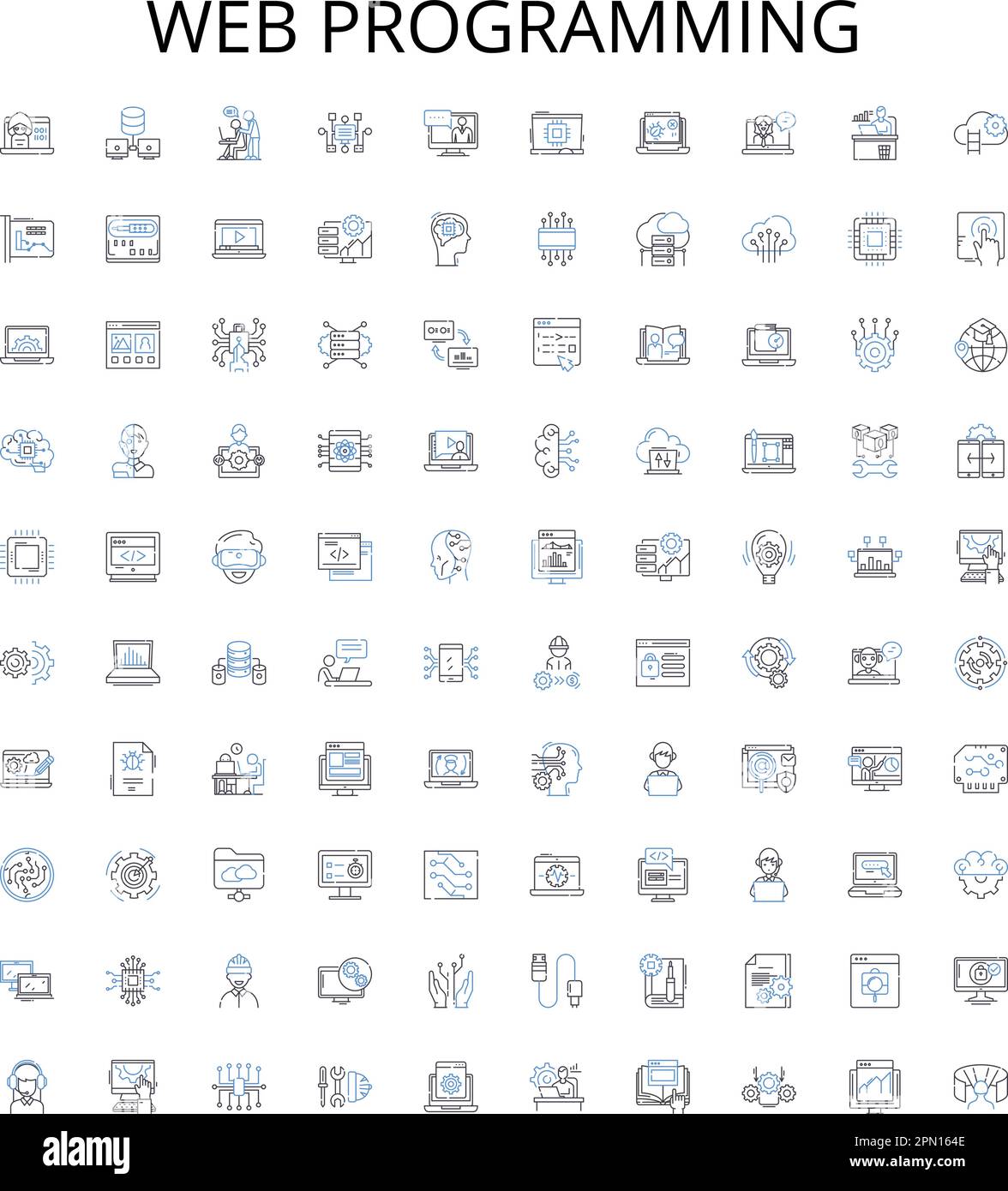 Web Programming Outline Icons Collection Web Programming Html Css Javascript Ajax Xml