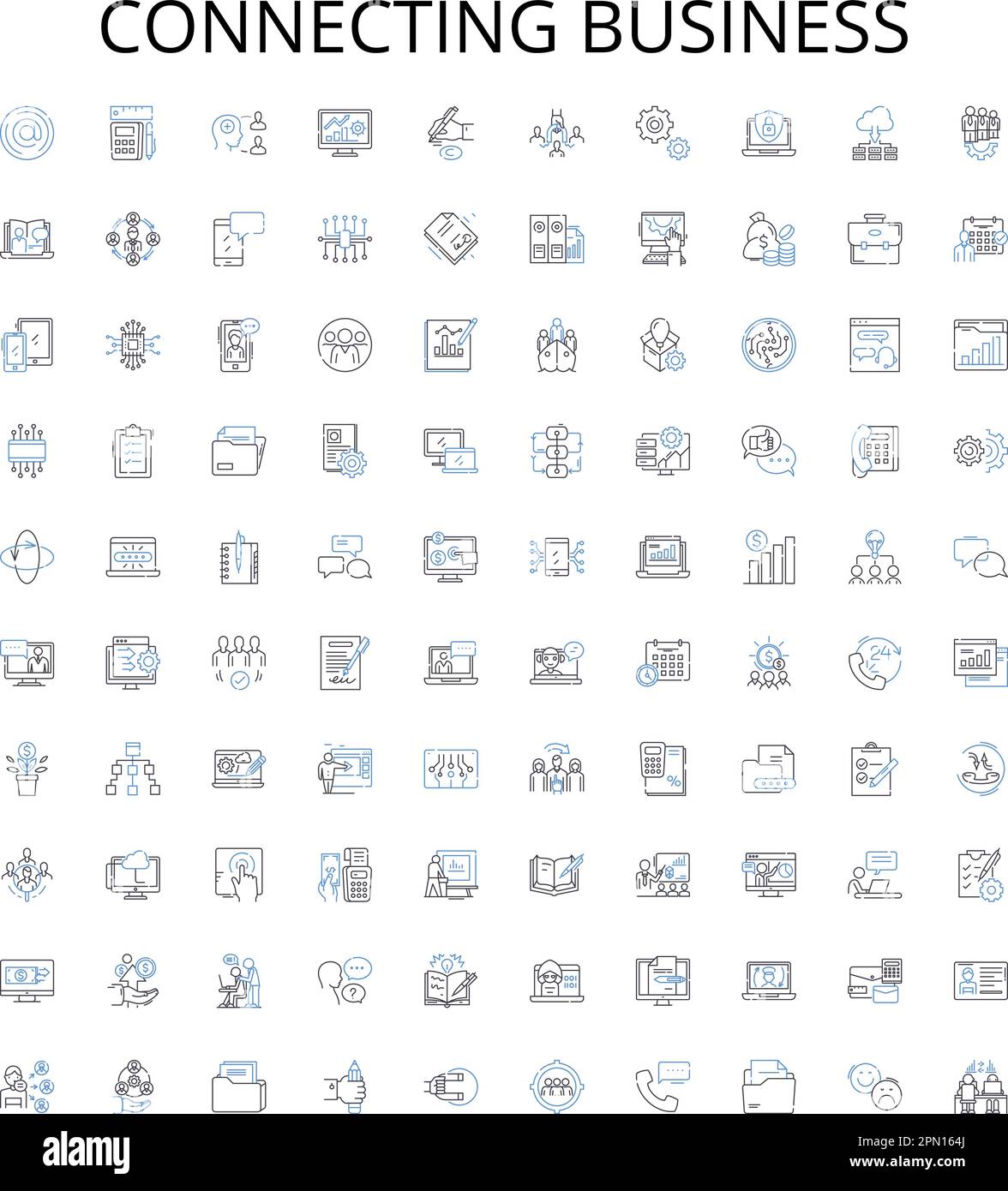 Connecting business outline icons collection. Networking, Linking ...