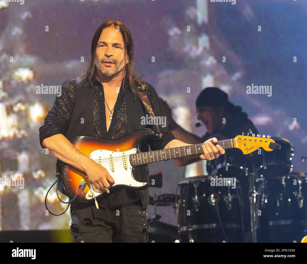 MIAMI, FL - APRIL 15: Sergio Vallin of MANA performs during MANA Mexico ...