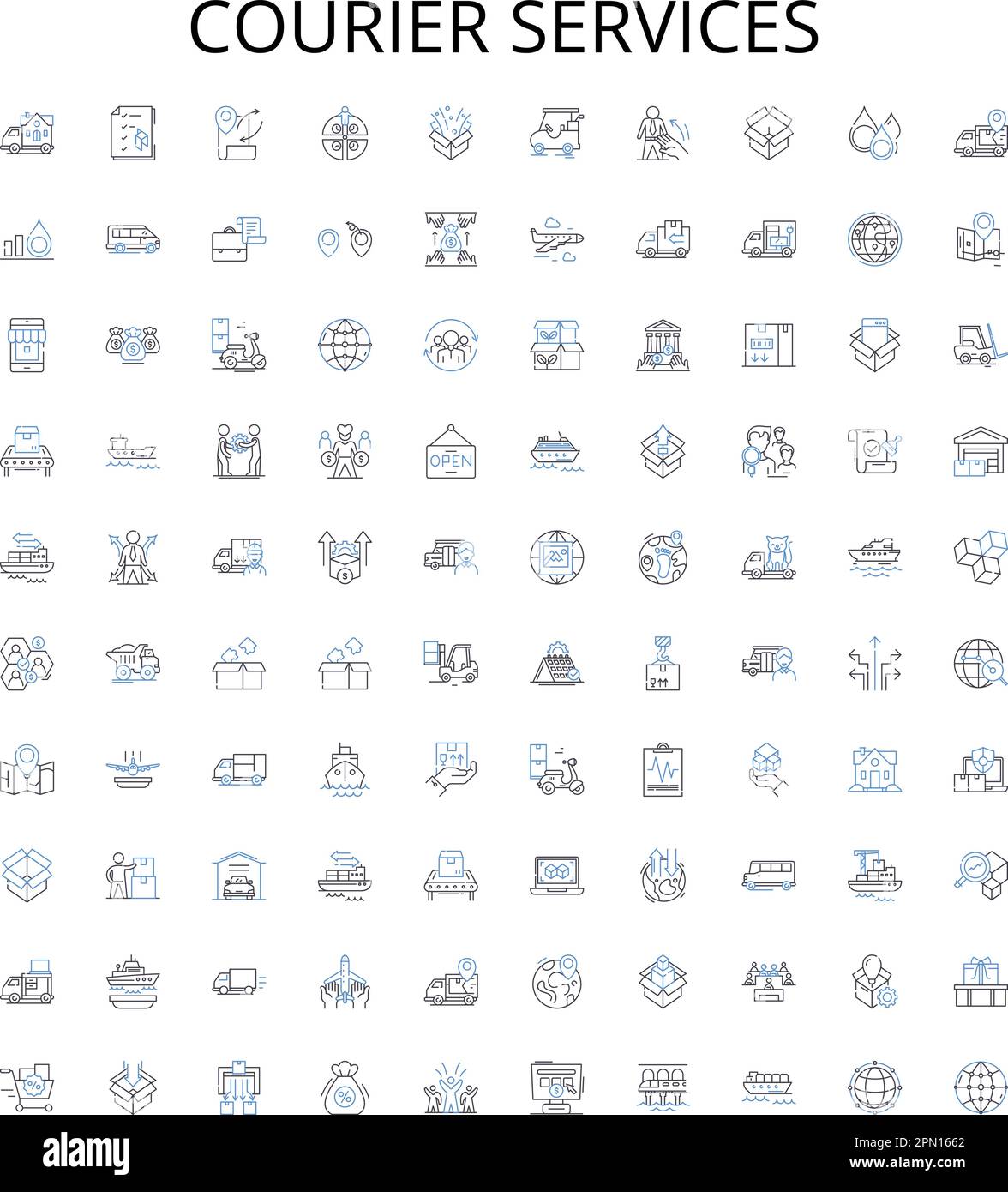 Courier services outline icons collection. Courier, Services, Delivery ...