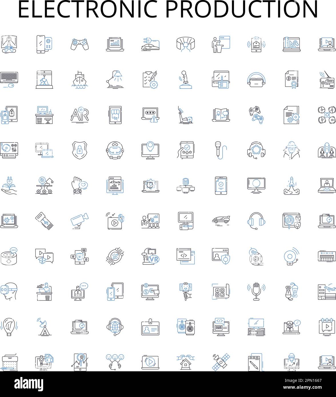 Electronic production outline icons collection. Electronics, Production ...