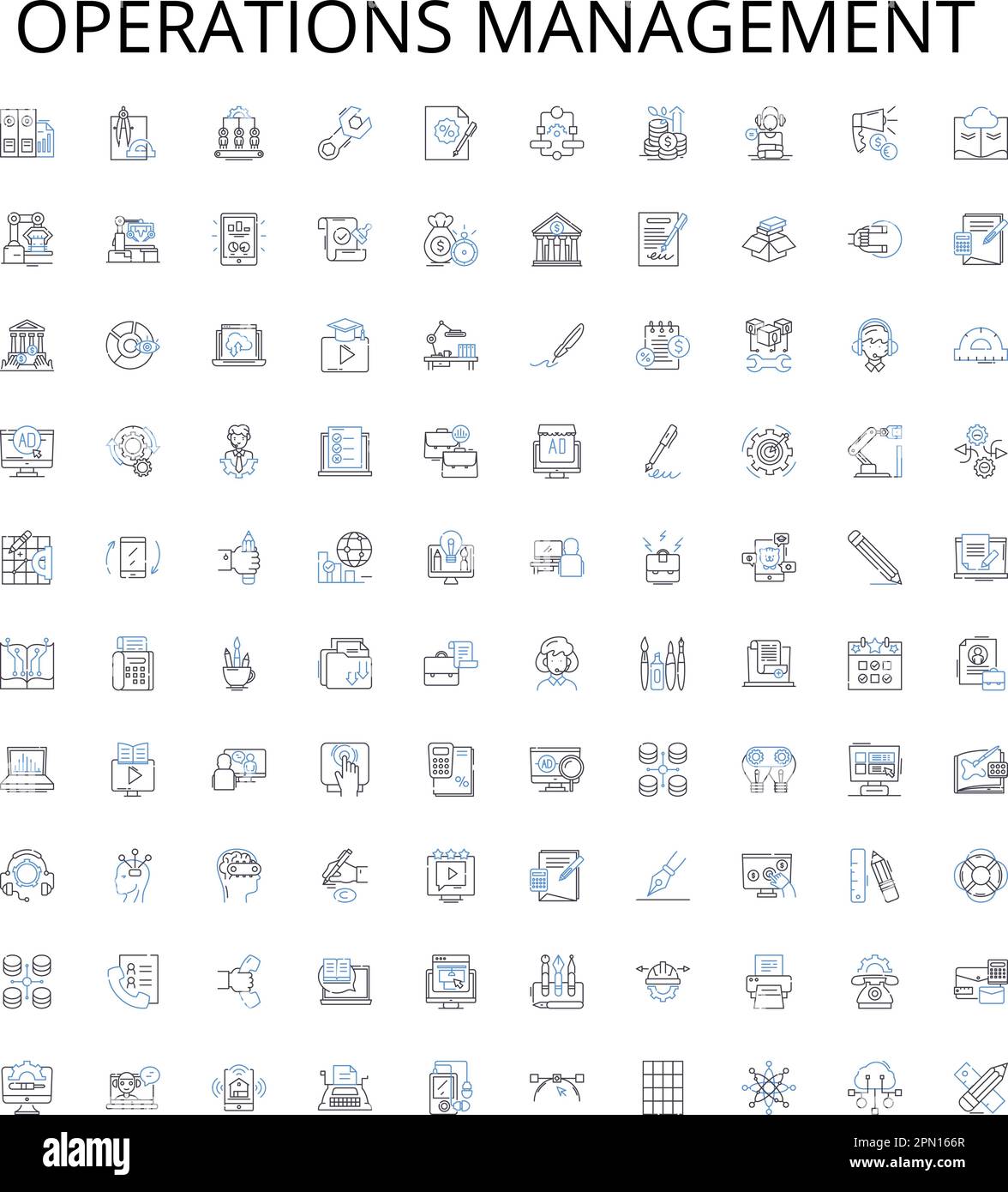 Operations Management Outline Icons Collection Planning Scheduling