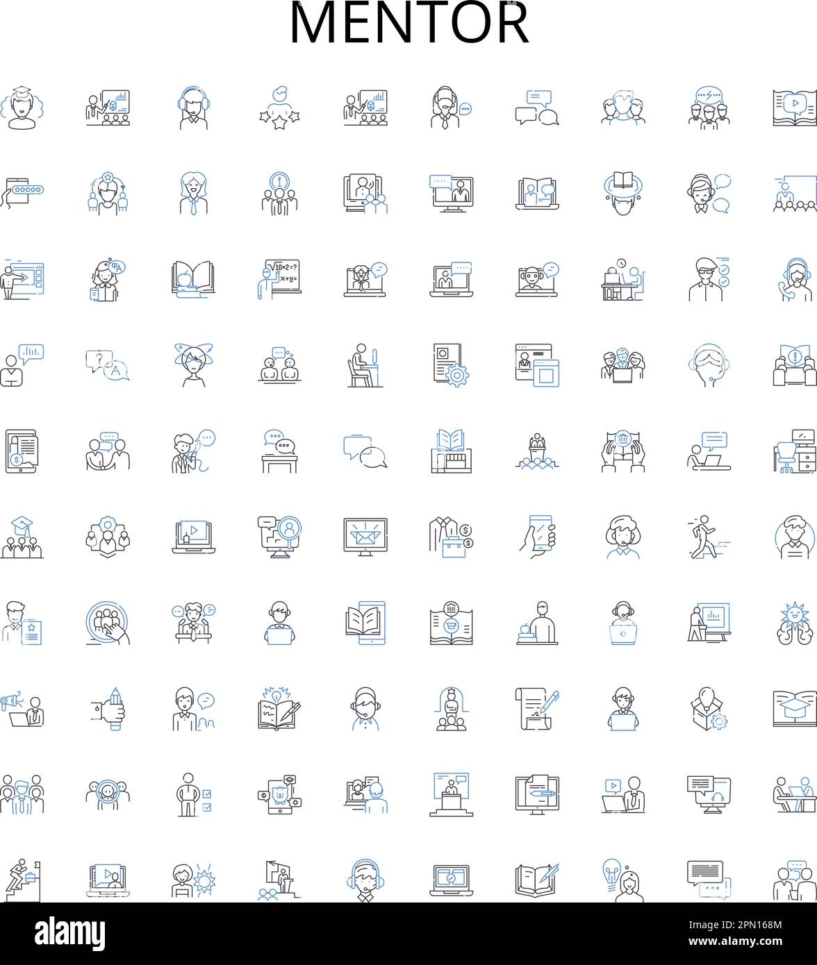 Mentor outline icons collection. mentor, guidance, support, coaching ...