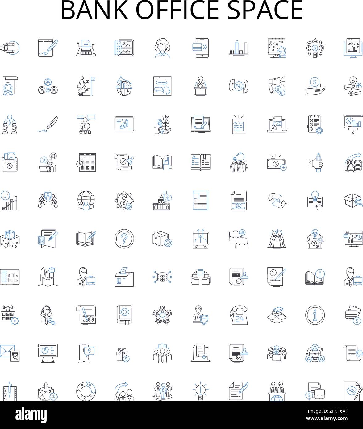 Bank office space outline icons collection. Bank, Office, Space ...