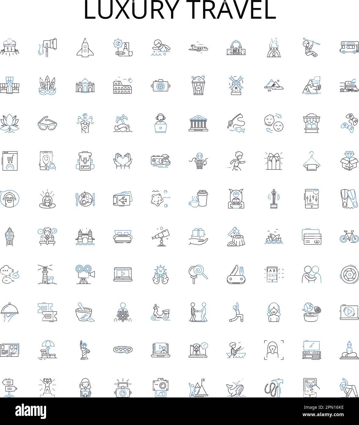 Luxury travel outline icons collection. Voyage, Luxe, Exotic, Lavish ...