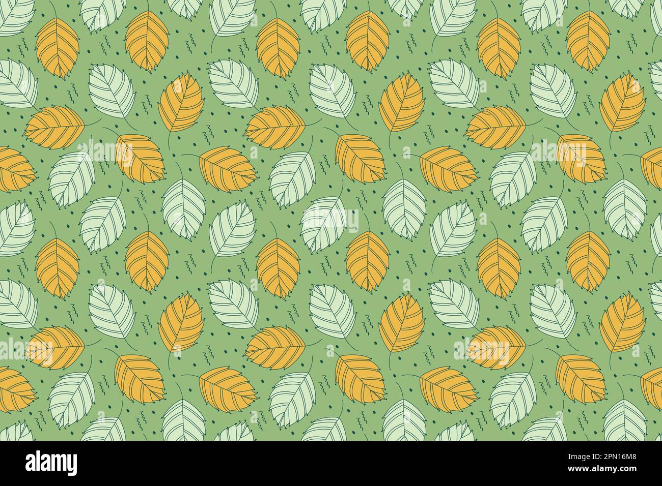 Vector spring leaves pattern. Seamless botanic hand-drawn texture ...