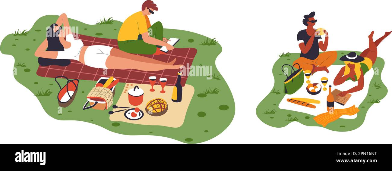 Rest with family and friends on picnic outdoors Stock Vector Image ...