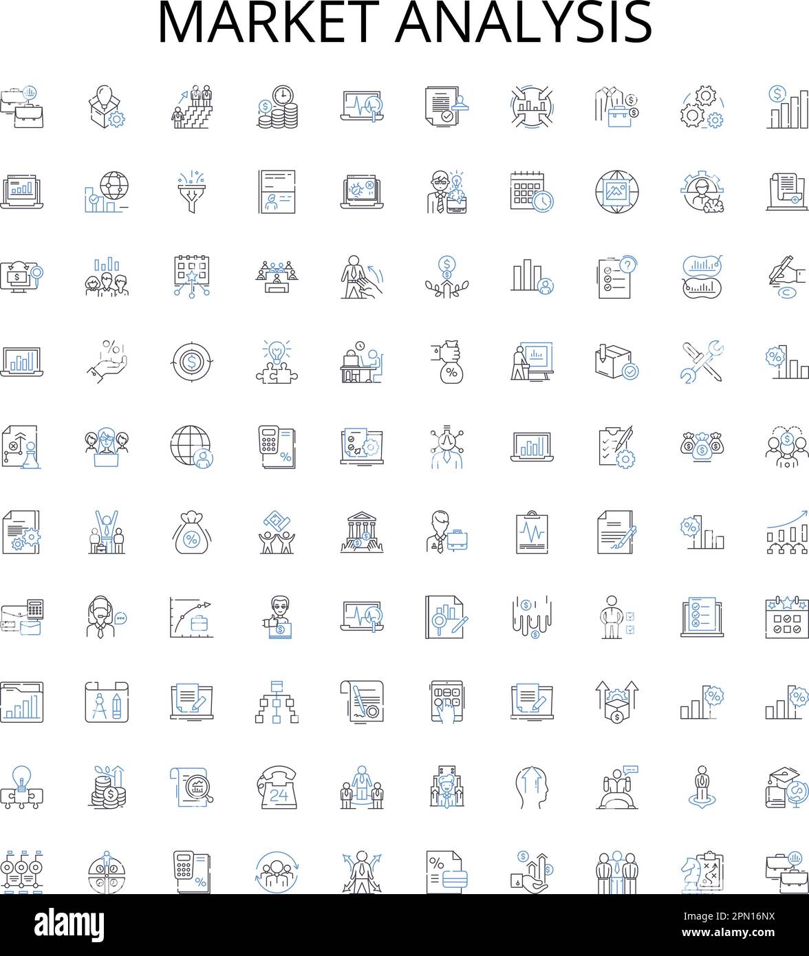 Market analysis outline icons collection. Market, Analysis, Research, Study, Trends, Strategy ...